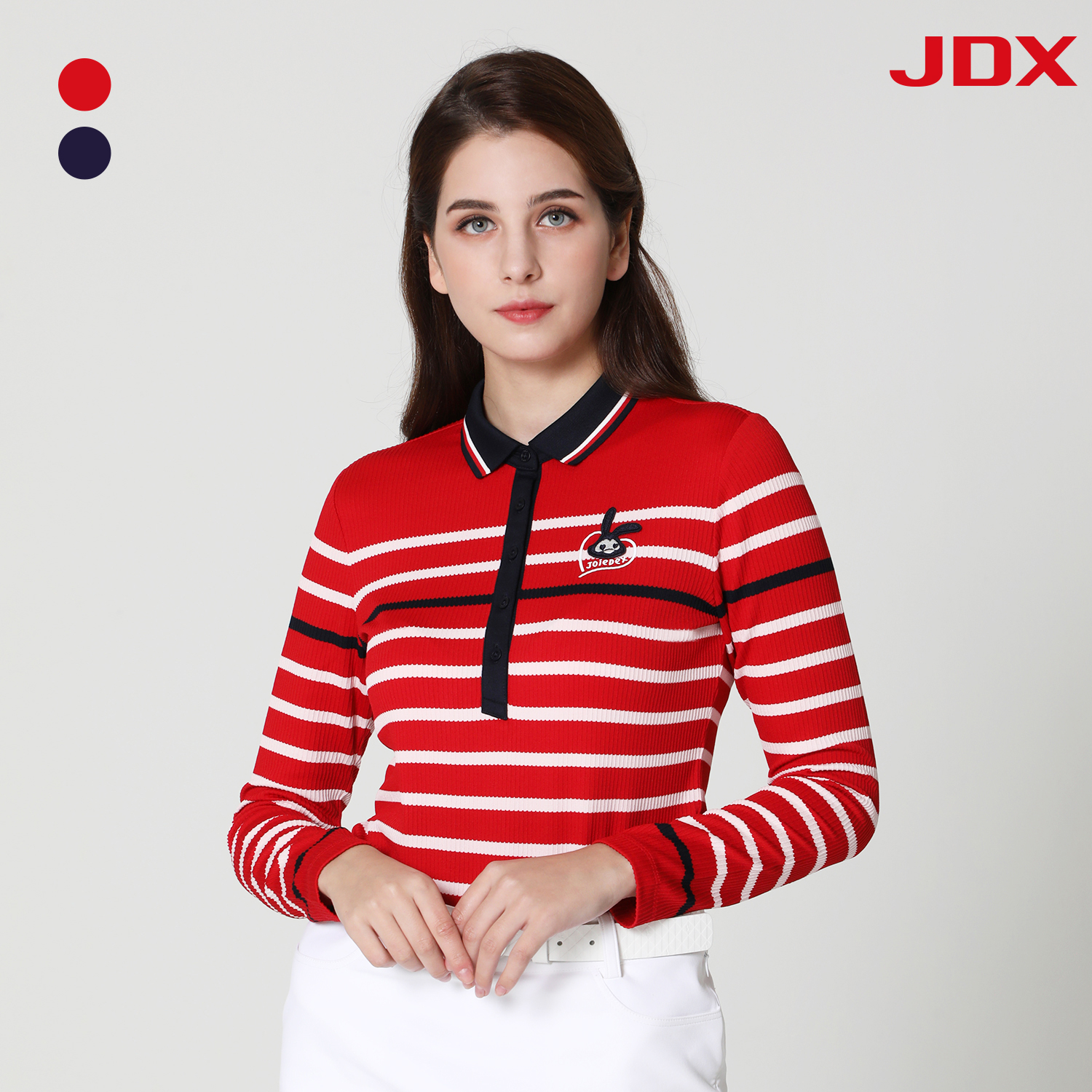 [핫딜] [JDX] 여성 골조직 스트라이프 카라티셔츠 2종 택1 (X1RFTLW58) - 딜팡 - 골프용품 전문쇼핑몰